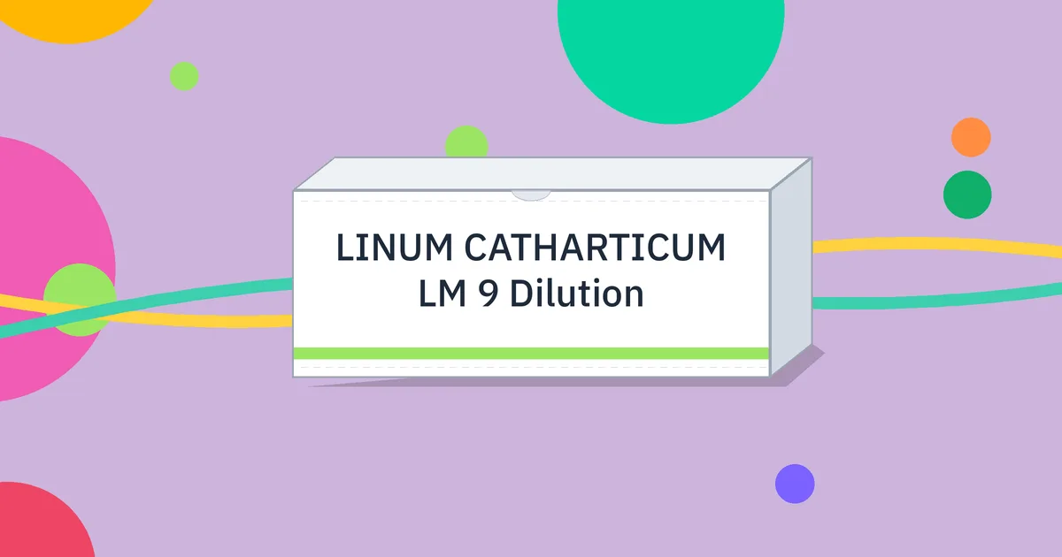 Symbolbild: Packung mit der Aufschrift LINUM CATHARTICUM LM 9 Dilution (PZN 13530047) – Verfügbarkeit und Bezug in Apotheken in Frankfurt am Main