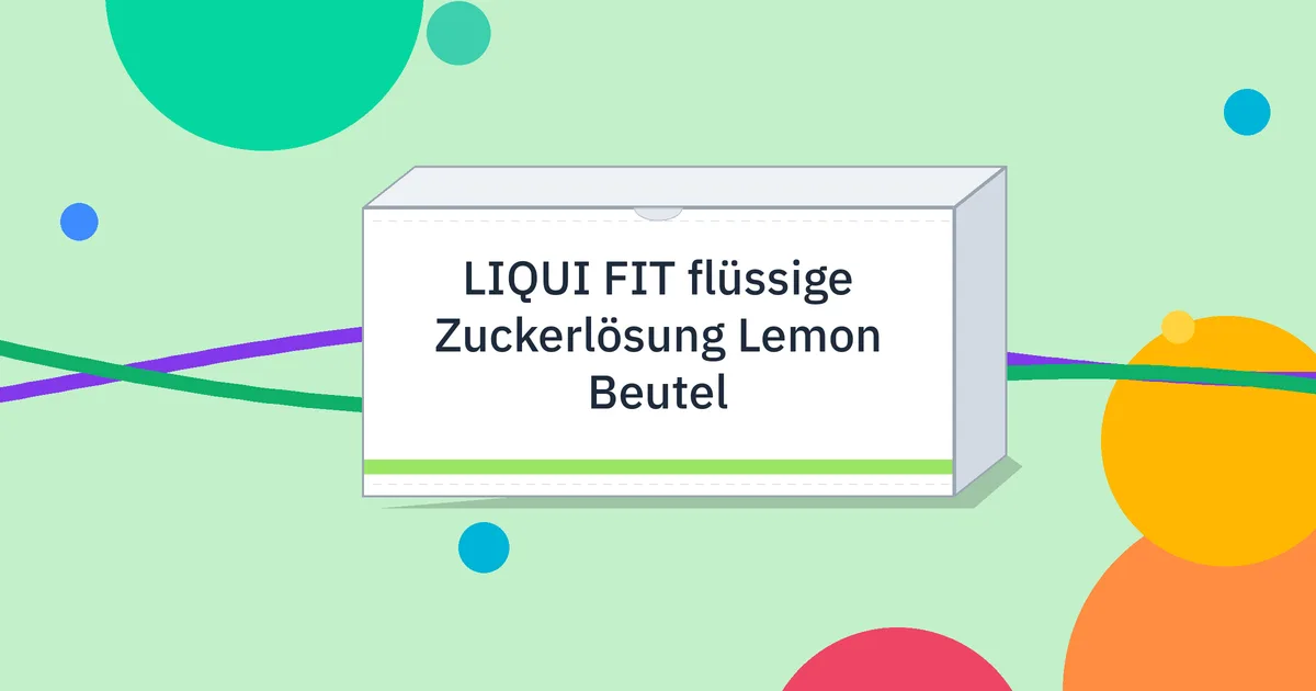 Symbolbild: Packung mit der Aufschrift LIQUI FIT flüssige Zuckerlösung Lemon Beutel (PZN 10627148) – Verfügbarkeit und Bezug in Apotheken in Frankfurt am Main