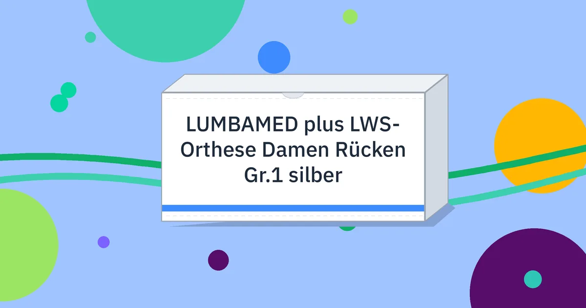 Symbolbild: Packung mit der Aufschrift LUMBAMED plus LWS-Orthese Damen Rücken Gr.1 silber (PZN 18827645) – Verfügbarkeit und Bezug in Apotheken in Frankfurt am Main