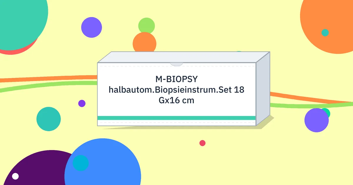 Symbolbild: Packung mit der Aufschrift M-BIOPSY halbautom.Biopsieinstrum.Set 18 Gx16 cm (PZN 20862436) – Verfügbarkeit und Bezug in Apotheken in Frankfurt am Main