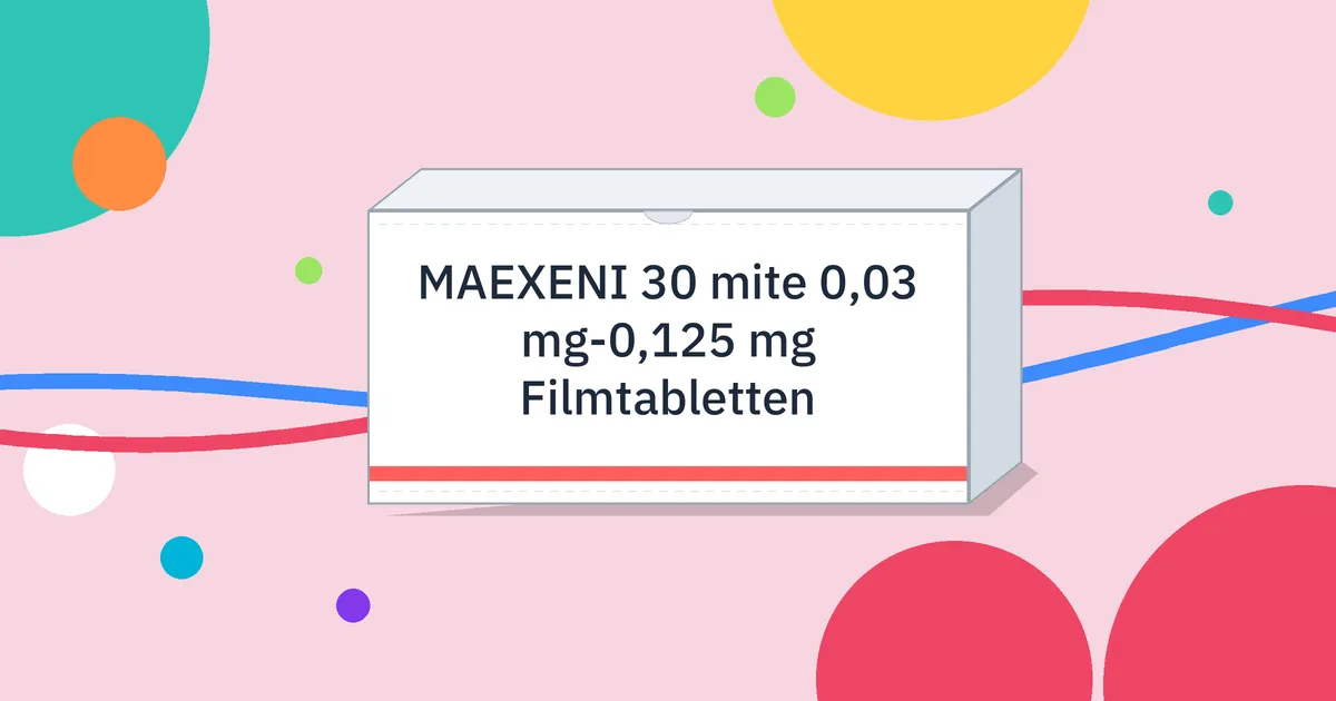Symbolbild: Packung mit der Aufschrift MAEXENI 30 mite 0,03 mg-0,125 mg Filmtabletten (PZN 12462993) – Verfügbarkeit und Bezug in Apotheken in Frankfurt am Main