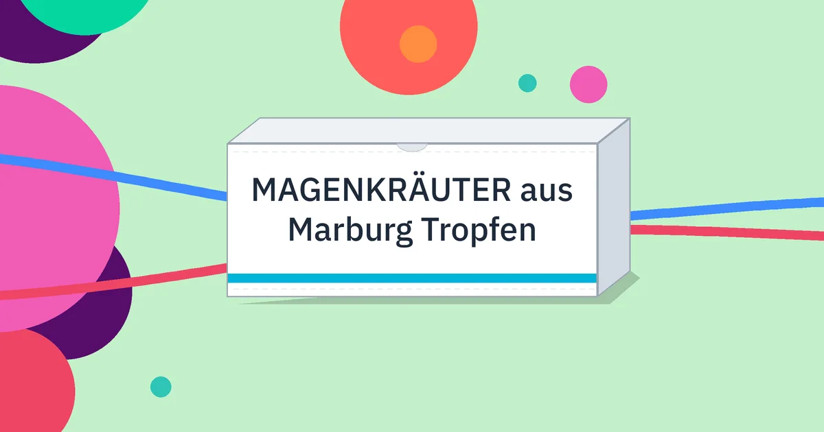 Symbolbild: Packung mit der Aufschrift MAGENKRÄUTER aus Marburg Tropfen (PZN 18909946) – Verfügbarkeit und Bezug in Apotheken in Frankfurt am Main