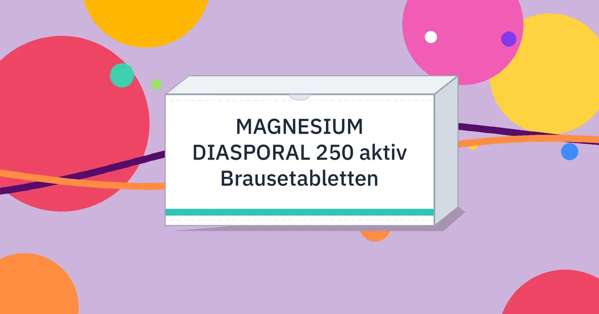 Symbolbild: Packung mit der Aufschrift MAGNESIUM DIASPORAL 250 aktiv Brausetabletten (PZN 02451652) – Verfügbarkeit und Bezug in Apotheken in Frankfurt am Main