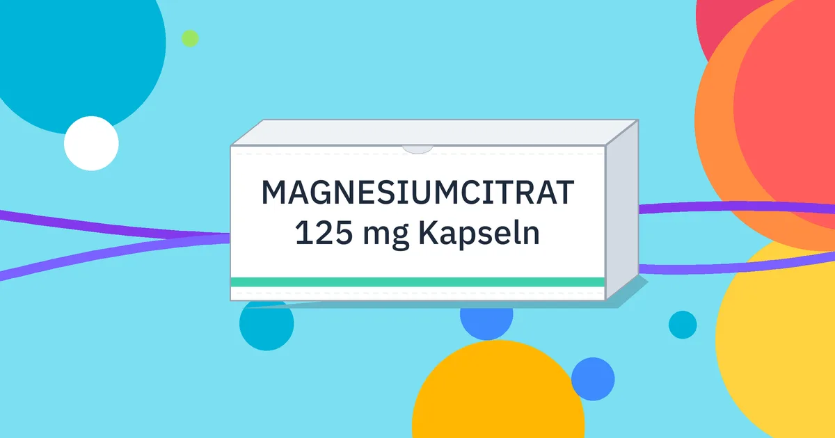 Symbolbild: Packung mit der Aufschrift MAGNESIUMCITRAT 125 mg Kapseln (PZN 09942376) – Verfügbarkeit und Bezug in Apotheken in Frankfurt am Main