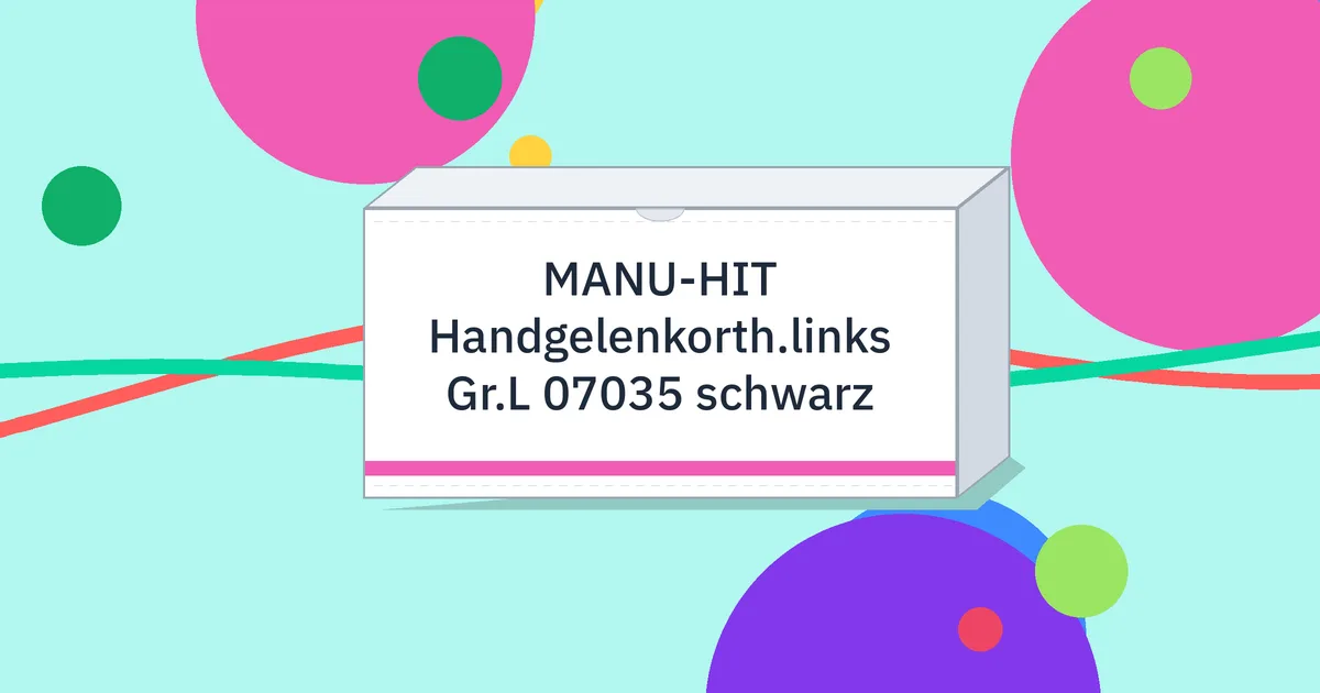 Symbolbild: Packung mit der Aufschrift MANU-HIT Handgelenkorth.links Gr.L 07035 schwarz (PZN 03264780) – Verfügbarkeit und Bezug in Apotheken in Frankfurt am Main