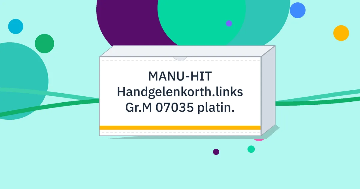 Symbolbild: Packung mit der Aufschrift MANU-HIT Handgelenkorth.links Gr.M 07035 platin. (PZN 03261942) – Verfügbarkeit und Bezug in Apotheken in Frankfurt am Main