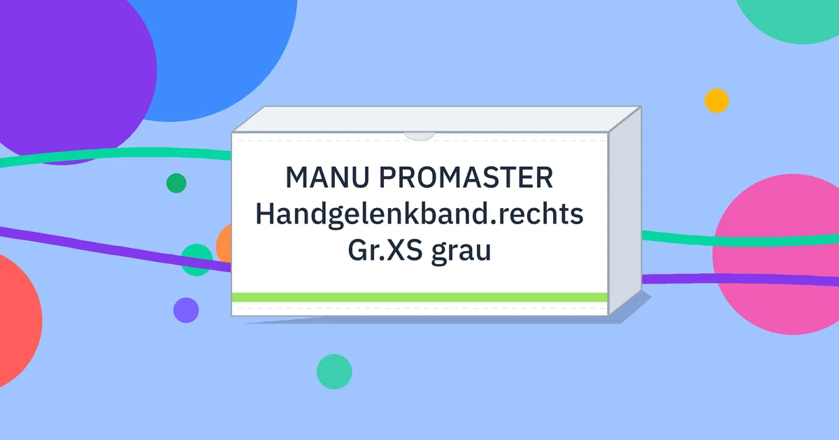 Symbolbild: Packung mit der Aufschrift MANU PROMASTER Handgelenkband.rechts Gr.XS grau (PZN 10927488) – Verfügbarkeit und Bezug in Apotheken in Frankfurt am Main
