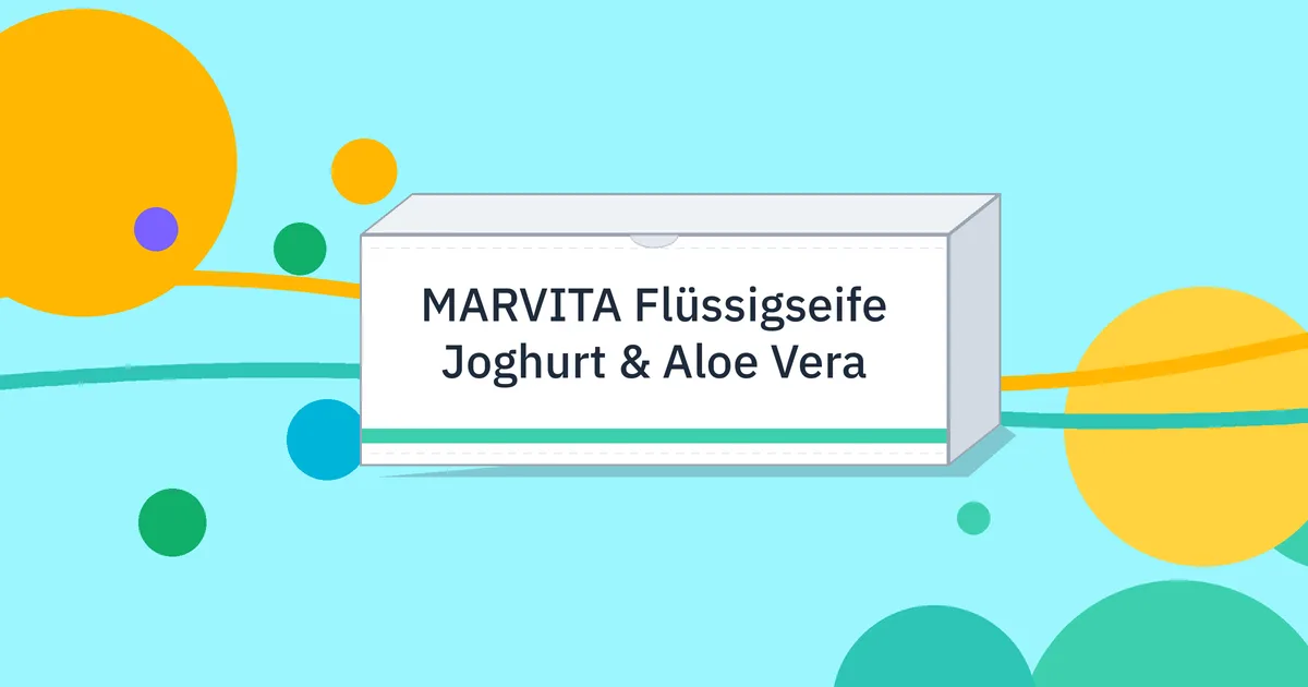 Symbolbild: Packung mit der Aufschrift MARVITA Flüssigseife Joghurt & Aloe Vera (PZN 11638935) – Verfügbarkeit und Bezug in Apotheken in Frankfurt am Main