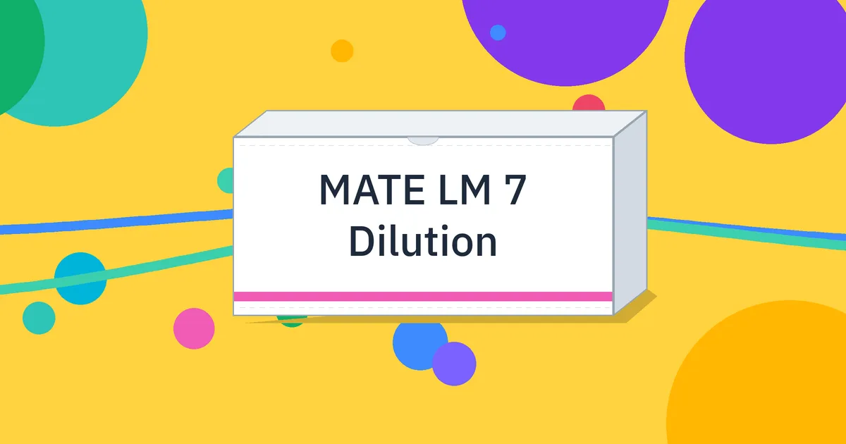 Symbolbild: Packung mit der Aufschrift MATE LM 7 Dilution (PZN 12946892) – Verfügbarkeit und Bezug in Apotheken in Frankfurt am Main