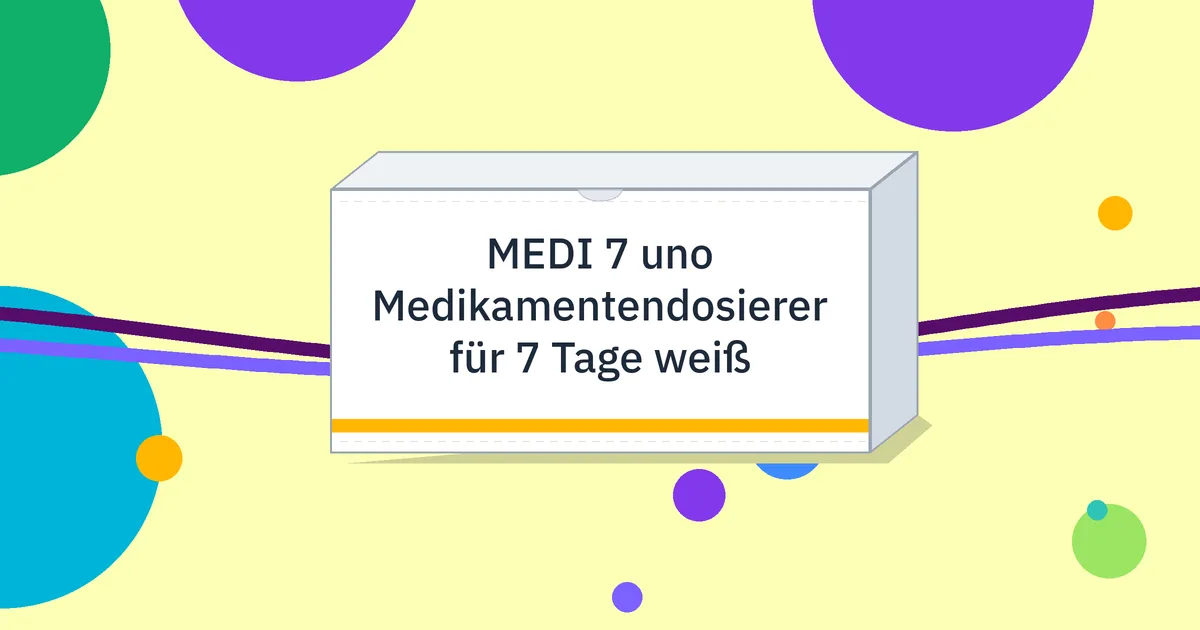 Symbolbild: Packung mit der Aufschrift MEDI 7 uno Medikamentendosierer für 7 Tage weiß (PZN 00871456) – Verfügbarkeit und Bezug in Apotheken in Frankfurt am Main