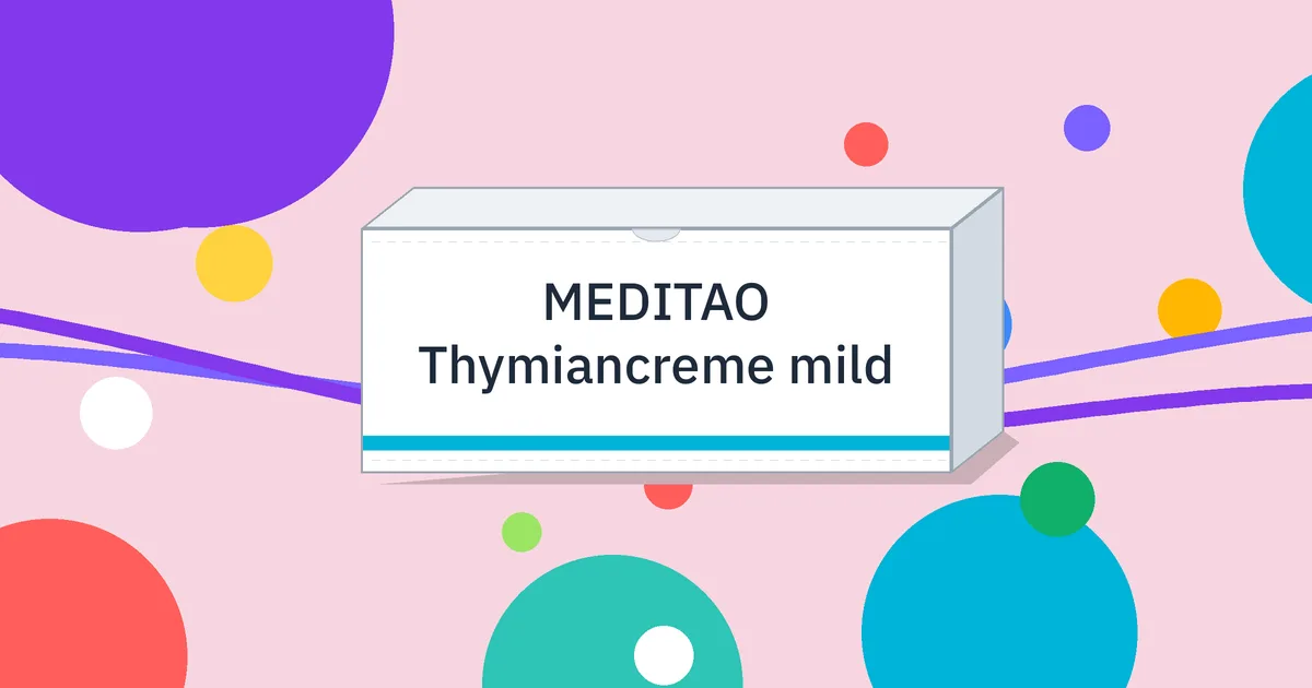 Symbolbild: Packung mit der Aufschrift MEDITAO Thymiancreme mild (PZN 10557100) – Verfügbarkeit und Bezug in Apotheken in Frankfurt am Main