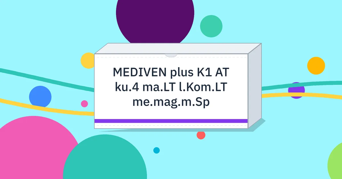 Symbolbild: Packung mit der Aufschrift MEDIVEN plus K1 AT ku.4 ma.LT l.Kom.LT me.mag.m.Sp (PZN 15072198) – Verfügbarkeit und Bezug in Apotheken in Frankfurt am Main