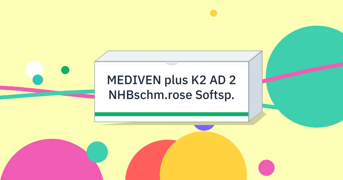 Symbolbild: Packung mit der Aufschrift MEDIVEN plus K2 AD 2 NHBschm.rose Softsp. (PZN 15938396) – Verfügbarkeit und Bezug in Apotheken in Frankfurt am Main