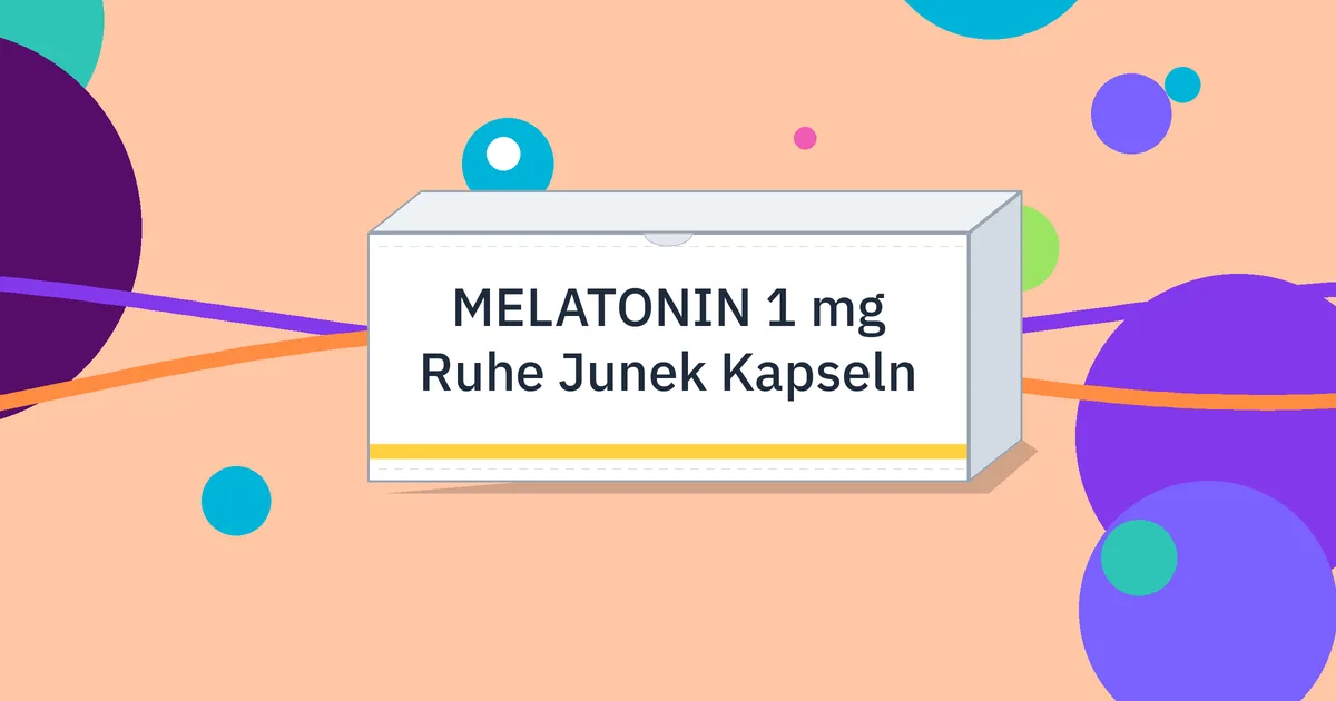 Symbolbild: Packung mit der Aufschrift MELATONIN 1 mg Ruhe Junek Kapseln (PZN 17900185) – Verfügbarkeit und Bezug in Apotheken in Frankfurt am Main