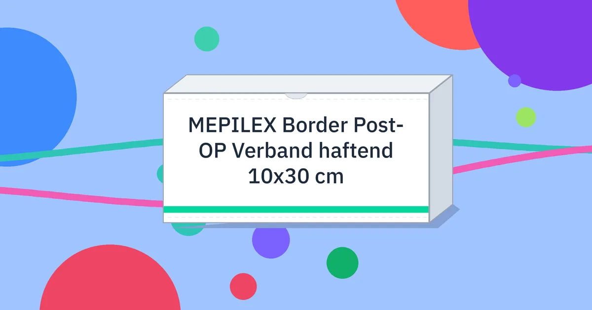 Symbolbild: Packung mit der Aufschrift MEPILEX Border Post-OP Verband haftend 10x30 cm (PZN 11639171) – Verfügbarkeit und Bezug in Apotheken in Frankfurt am Main