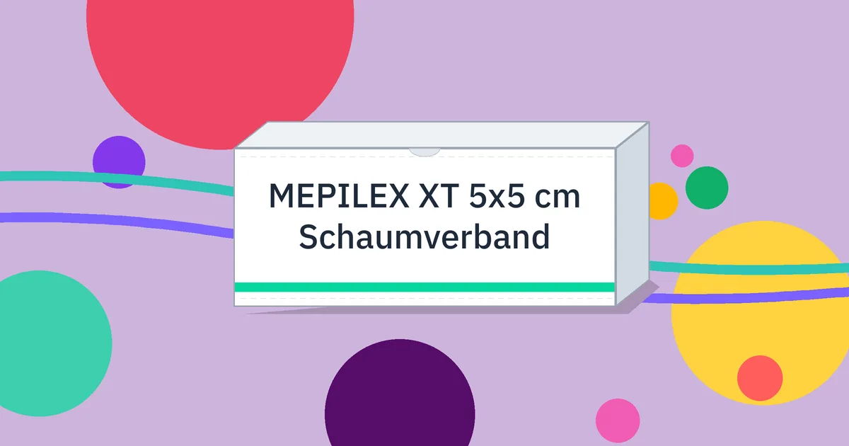 Symbolbild: Packung mit der Aufschrift MEPILEX XT 5x5 cm Schaumverband (PZN 15397730) – Verfügbarkeit und Bezug in Apotheken in Frankfurt am Main