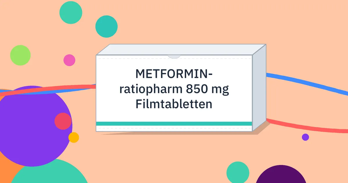 Symbolbild: Packung mit der Aufschrift METFORMIN-ratiopharm 850 mg Filmtabletten (PZN 01139059) – Verfügbarkeit und Bezug in Apotheken in Frankfurt am Main