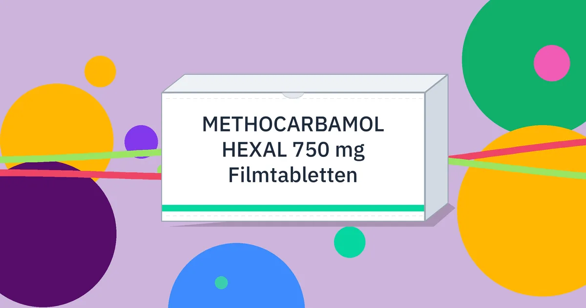 Symbolbild: Packung mit der Aufschrift METHOCARBAMOL HEXAL 750 mg Filmtabletten (PZN 14331143) – Verfügbarkeit und Bezug in Apotheken in Frankfurt am Main
