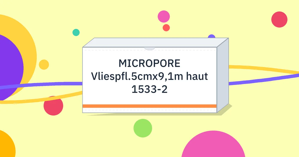 Symbolbild: Packung mit der Aufschrift MICROPORE Vliespfl.5cmx9,1m haut 1533-2 (PZN 19814900) – Verfügbarkeit und Bezug in Apotheken in Frankfurt am Main
