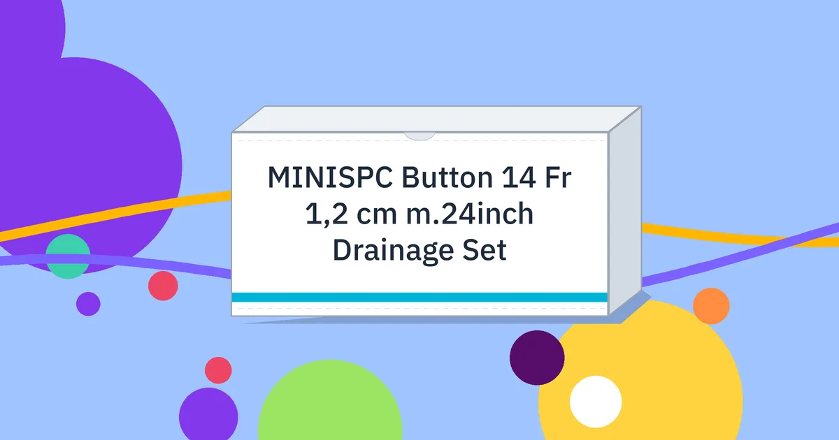 Symbolbild: Packung mit der Aufschrift MINISPC Button 14 Fr 1,2 cm m.24inch Drainage Set (PZN 20821673) – Verfügbarkeit und Bezug in Apotheken in Frankfurt am Main