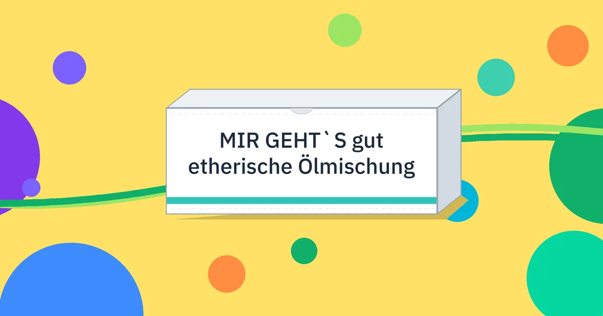 Symbolbild: Packung mit der Aufschrift MIR GEHT`S gut etherische Ölmischung (PZN 00821085) – Verfügbarkeit und Bezug in Apotheken in Frankfurt am Main