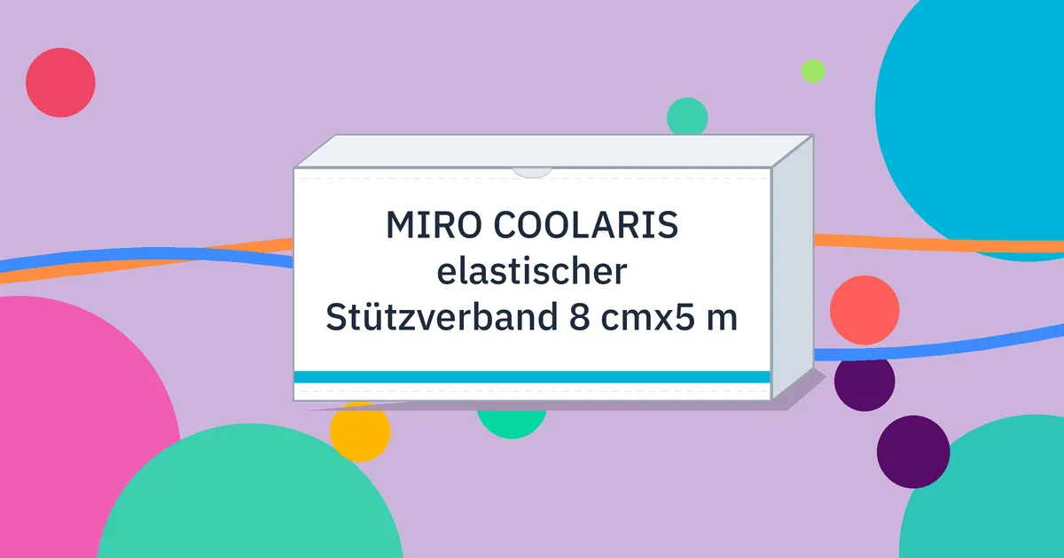 Symbolbild: Packung mit der Aufschrift MIRO COOLARIS elastischer Stützverband 8 cmx5 m (PZN 07105469) – Verfügbarkeit und Bezug in Apotheken in Frankfurt am Main