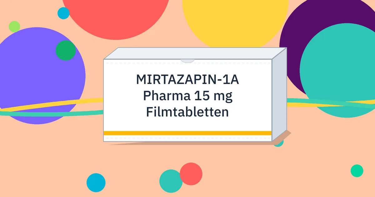Symbolbild: Packung mit der Aufschrift MIRTAZAPIN-1A Pharma 15 mg Filmtabletten (PZN 00250487) – Verfügbarkeit und Bezug in Apotheken in Frankfurt am Main