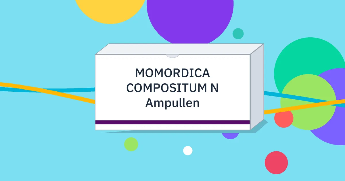 Symbolbild: Packung mit der Aufschrift MOMORDICA COMPOSITUM N Ampullen (PZN 02506502) – Verfügbarkeit und Bezug in Apotheken in Frankfurt am Main