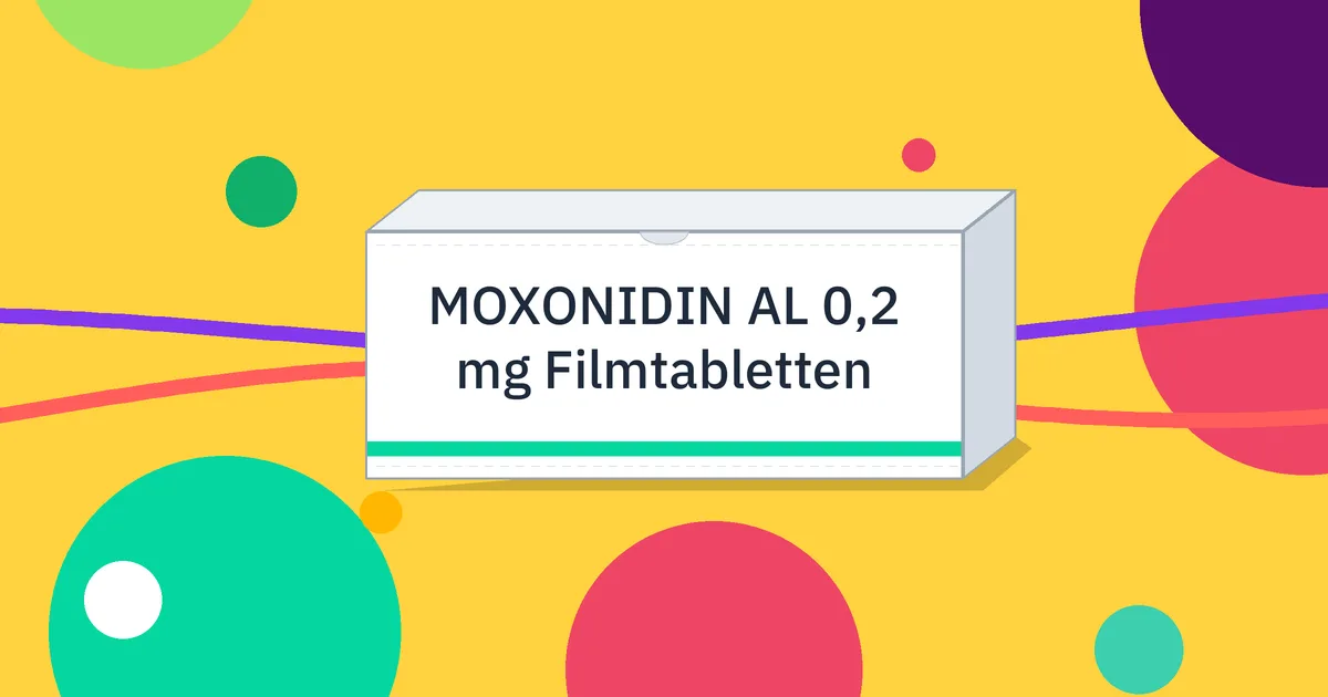 Symbolbild: Packung mit der Aufschrift MOXONIDIN AL 0,2 mg Filmtabletten (PZN 01035928) – Verfügbarkeit und Bezug in Apotheken in Frankfurt am Main