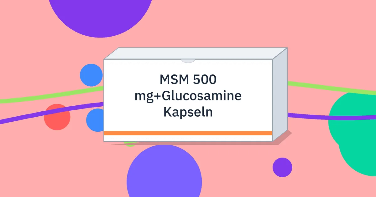 Symbolbild: Packung mit der Aufschrift MSM 500 mg+Glucosamine Kapseln (PZN 12365563) – Verfügbarkeit und Bezug in Apotheken in Frankfurt am Main