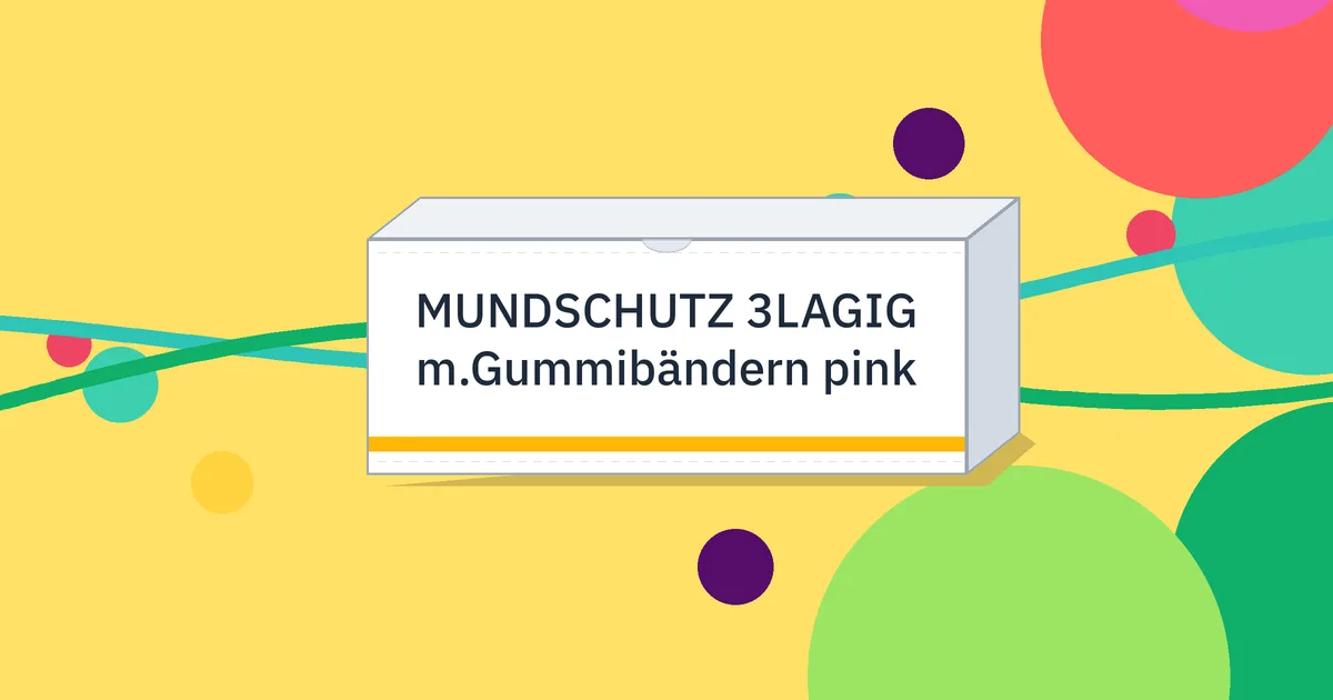 Symbolbild: Packung mit der Aufschrift MUNDSCHUTZ 3LAGIG m.Gummibändern pink (PZN 16787657) – Verfügbarkeit und Bezug in Apotheken in Frankfurt am Main