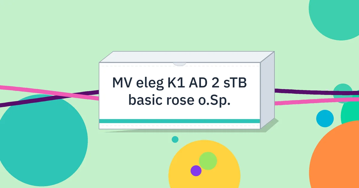 Symbolbild: Packung mit der Aufschrift MV eleg K1 AD 2 sTB basic rose o.Sp. (PZN 14685800) – Verfügbarkeit und Bezug in Apotheken in Frankfurt am Main