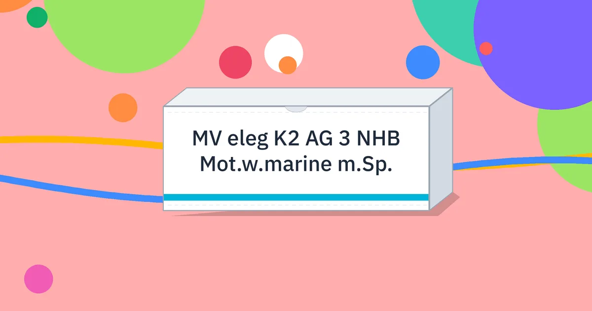 Symbolbild: Packung mit der Aufschrift MV eleg K2 AG 3 NHB Mot.w.marine m.Sp. (PZN 15727593) – Verfügbarkeit und Bezug in Apotheken in Frankfurt am Main