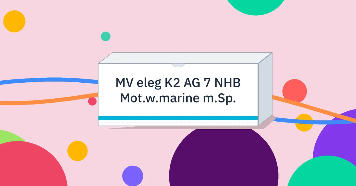 Symbolbild: Packung mit der Aufschrift MV eleg K2 AG 7 NHB Mot.w.marine m.Sp. (PZN 15727630) – Verfügbarkeit und Bezug in Apotheken in Frankfurt am Main