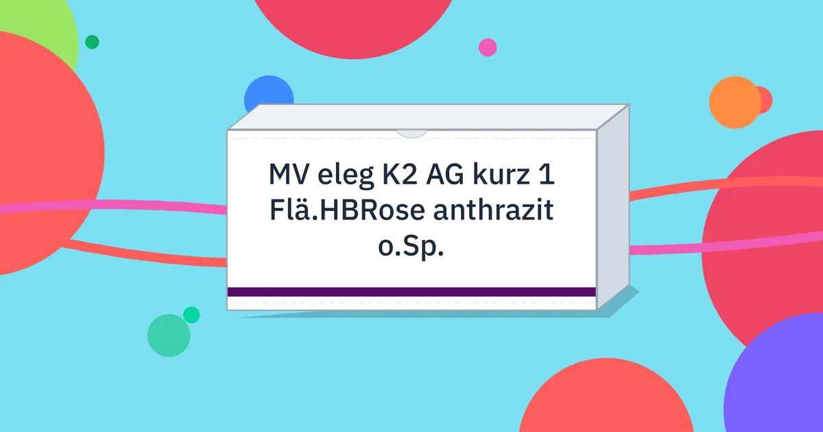 Symbolbild: Packung mit der Aufschrift MV eleg K2 AG kurz 1 Flä.HBRose anthrazit o.Sp. (PZN 15703411) – Verfügbarkeit und Bezug in Apotheken in Frankfurt am Main
