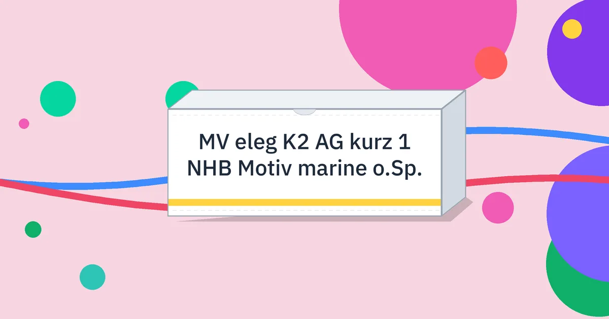 Symbolbild: Packung mit der Aufschrift MV eleg K2 AG kurz 1 NHB Motiv marine o.Sp. (PZN 15708710) – Verfügbarkeit und Bezug in Apotheken in Frankfurt am Main
