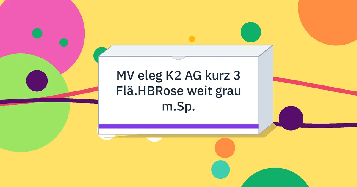 Symbolbild: Packung mit der Aufschrift MV eleg K2 AG kurz 3 Flä.HBRose weit grau m.Sp. (PZN 18926123) – Verfügbarkeit und Bezug in Apotheken in Frankfurt am Main