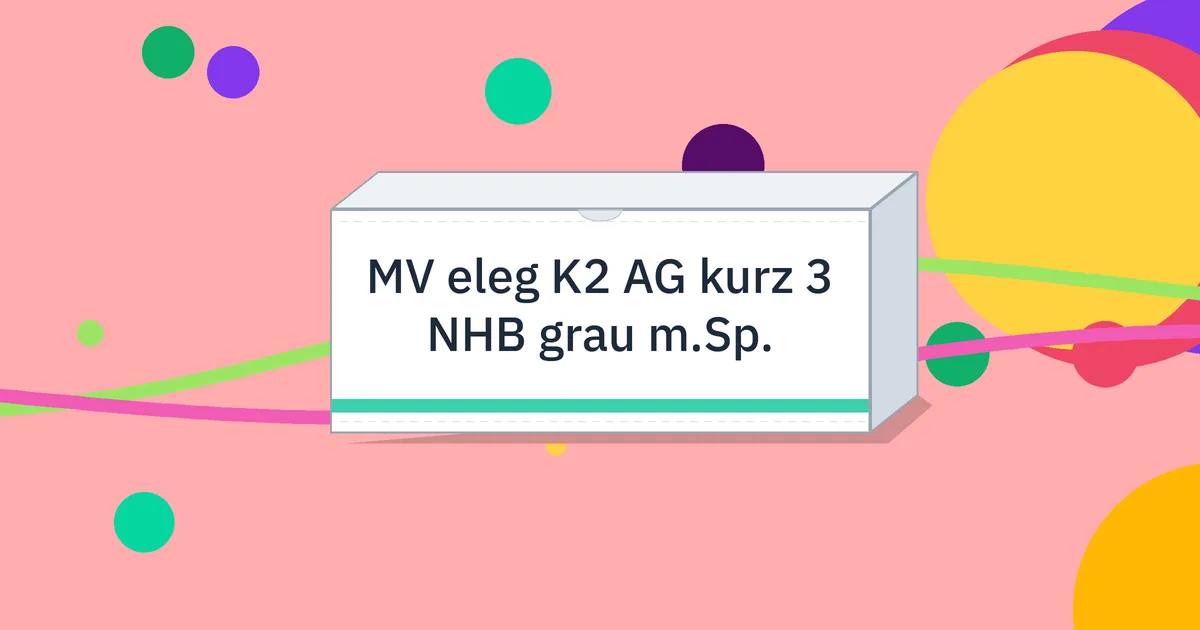 Symbolbild: Packung mit der Aufschrift MV eleg K2 AG kurz 3 NHB grau m.Sp. (PZN 18925419) – Verfügbarkeit und Bezug in Apotheken in Frankfurt am Main