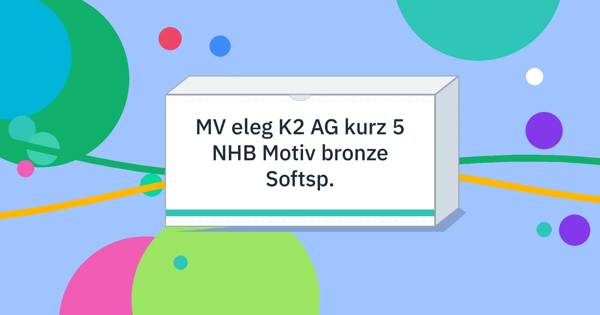 Symbolbild: Packung mit der Aufschrift MV eleg K2 AG kurz 5 NHB Motiv bronze Softsp. (PZN 15708331) – Verfügbarkeit und Bezug in Apotheken in Frankfurt am Main