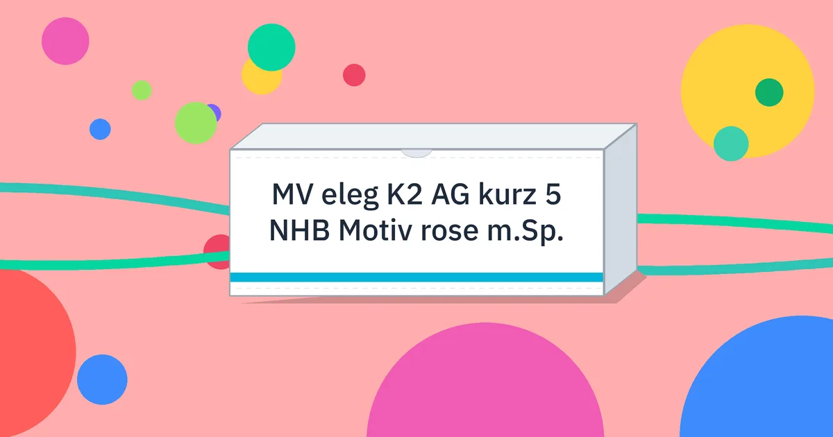 Symbolbild: Packung mit der Aufschrift MV eleg K2 AG kurz 5 NHB Motiv rose m.Sp. (PZN 15707863) – Verfügbarkeit und Bezug in Apotheken in Frankfurt am Main