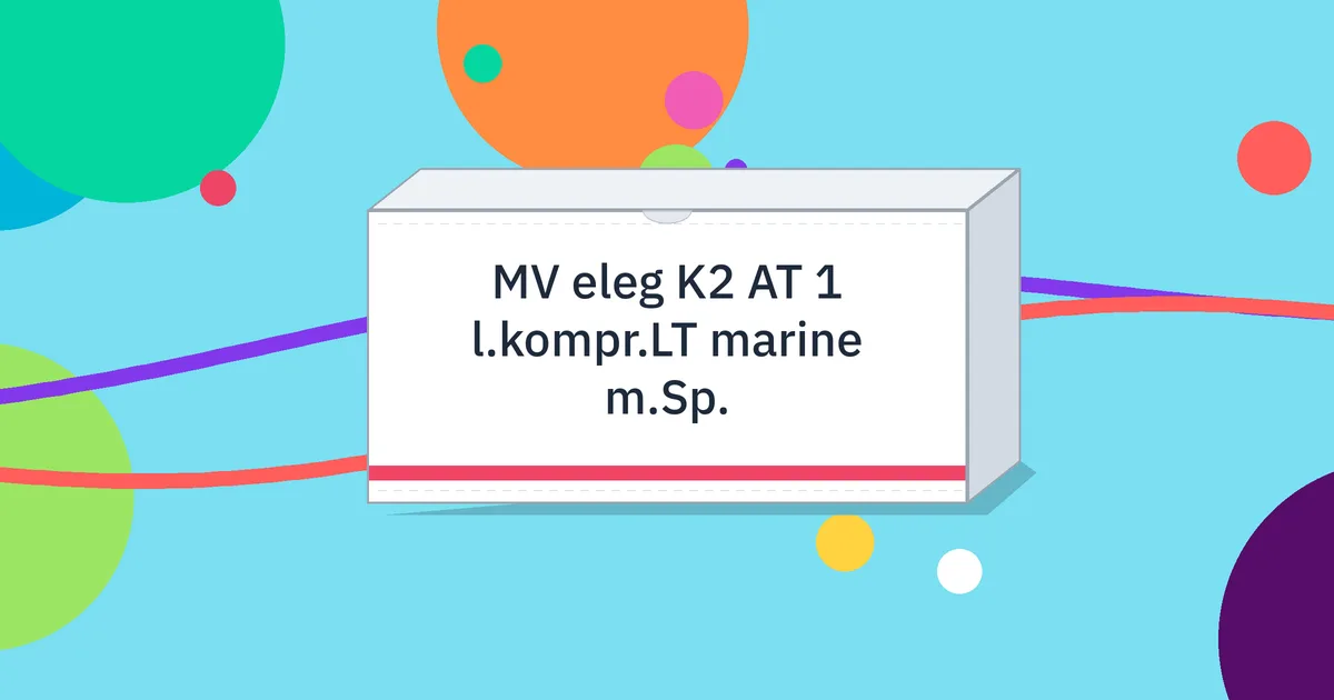 Symbolbild: Packung mit der Aufschrift MV eleg K2 AT 1 l.kompr.LT marine m.Sp. (PZN 15285847) – Verfügbarkeit und Bezug in Apotheken in Frankfurt am Main