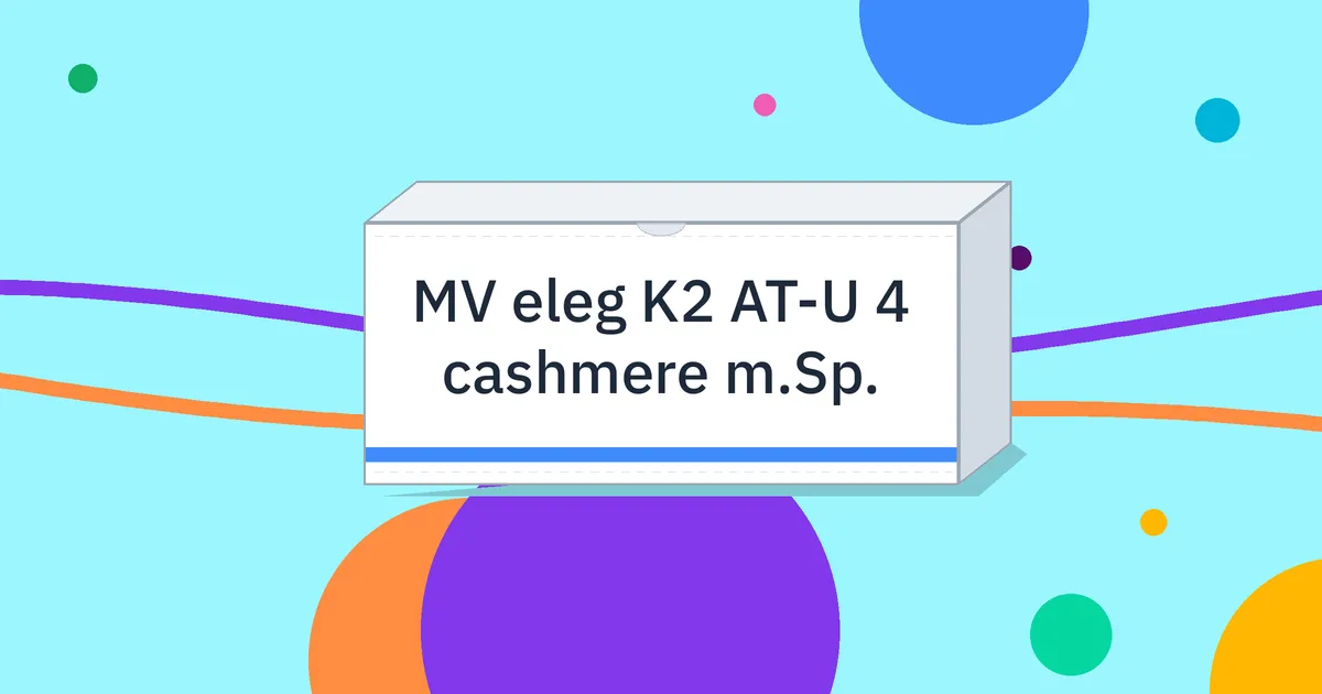 Symbolbild: Packung mit der Aufschrift MV eleg K2 AT-U 4 cashmere m.Sp. (PZN 15288863) – Verfügbarkeit und Bezug in Apotheken in Frankfurt am Main