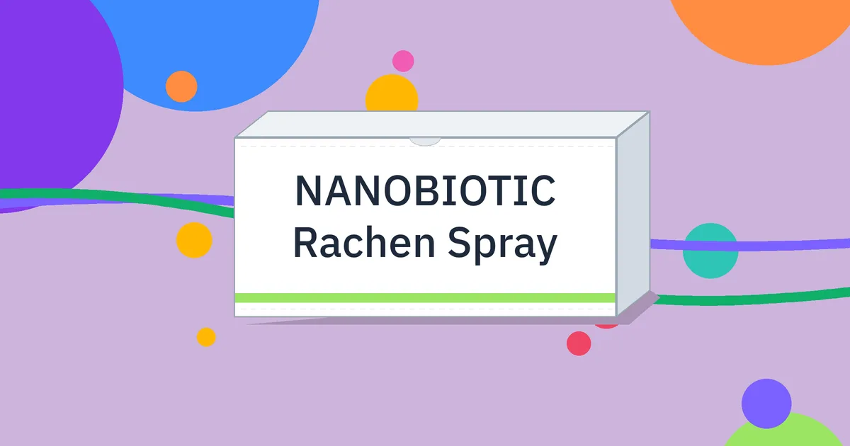 Symbolbild: Packung mit der Aufschrift NANOBIOTIC Rachen Spray (PZN 18295527) – Verfügbarkeit und Bezug in Apotheken in Frankfurt am Main