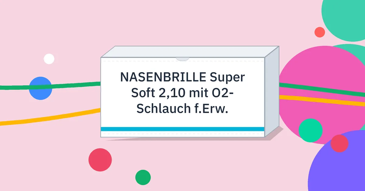Symbolbild: Packung mit der Aufschrift NASENBRILLE Super Soft 2,10 mit O2-Schlauch f.Erw. (PZN 18890566) – Verfügbarkeit und Bezug in Apotheken in Frankfurt am Main