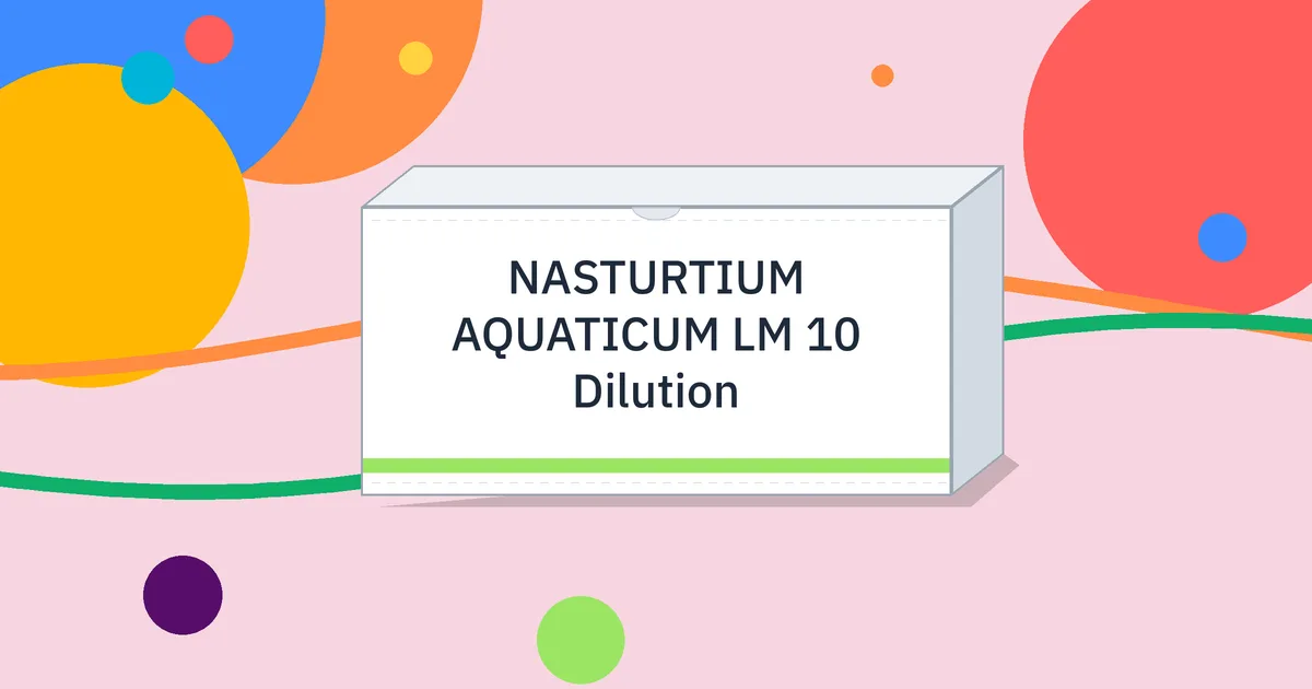 Symbolbild: Packung mit der Aufschrift NASTURTIUM AQUATICUM LM 10 Dilution (PZN 13616292) – Verfügbarkeit und Bezug in Apotheken in Frankfurt am Main