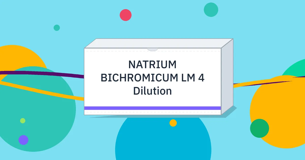 Symbolbild: Packung mit der Aufschrift NATRIUM BICHROMICUM LM 4 Dilution (PZN 12960662) – Verfügbarkeit und Bezug in Apotheken in Frankfurt am Main