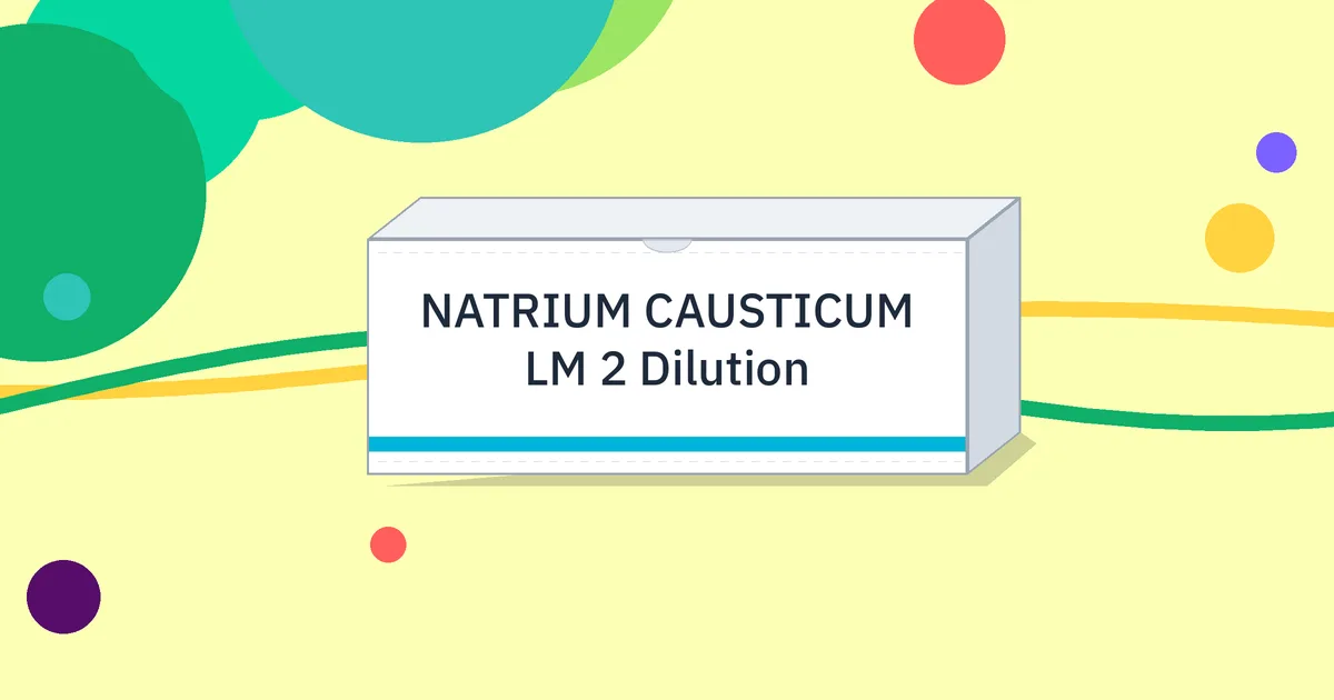 Symbolbild: Packung mit der Aufschrift NATRIUM CAUSTICUM LM 2 Dilution (PZN 12961957) – Verfügbarkeit und Bezug in Apotheken in Frankfurt am Main