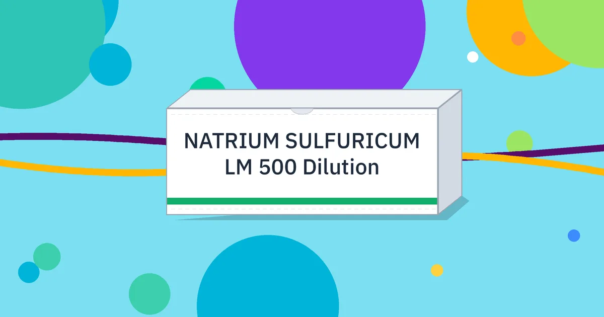 Symbolbild: Packung mit der Aufschrift NATRIUM SULFURICUM LM 500 Dilution (PZN 13694085) – Verfügbarkeit und Bezug in Apotheken in Frankfurt am Main