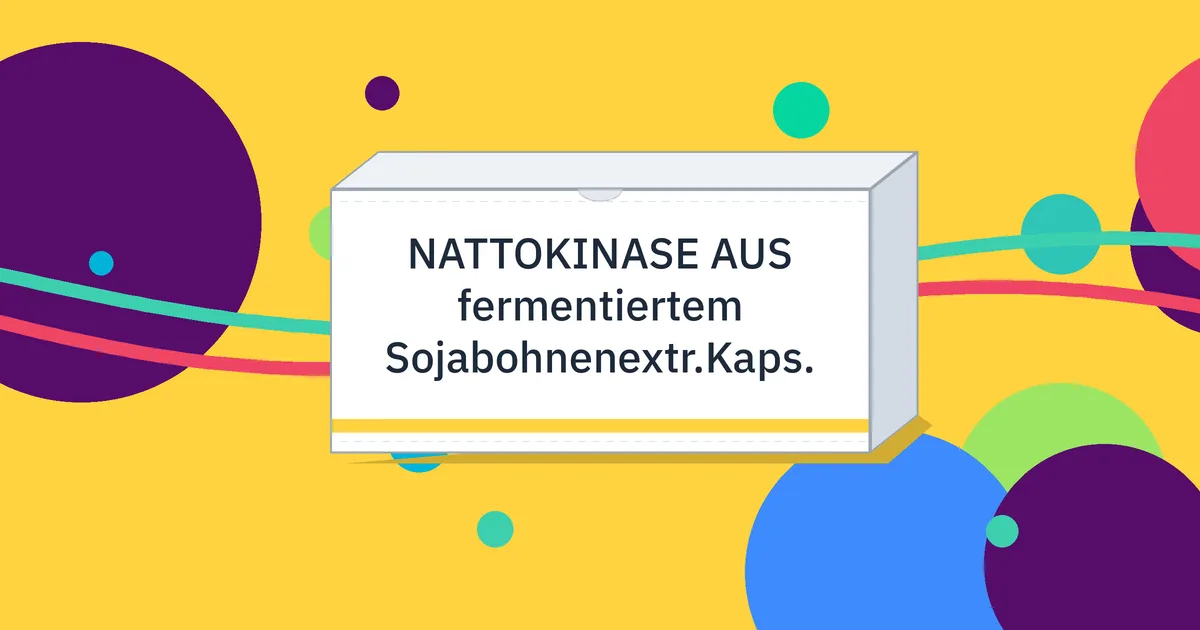 Symbolbild: Packung mit der Aufschrift NATTOKINASE AUS fermentiertem Sojabohnenextr.Kaps. (PZN 19731195) – Verfügbarkeit und Bezug in Apotheken in Frankfurt am Main
