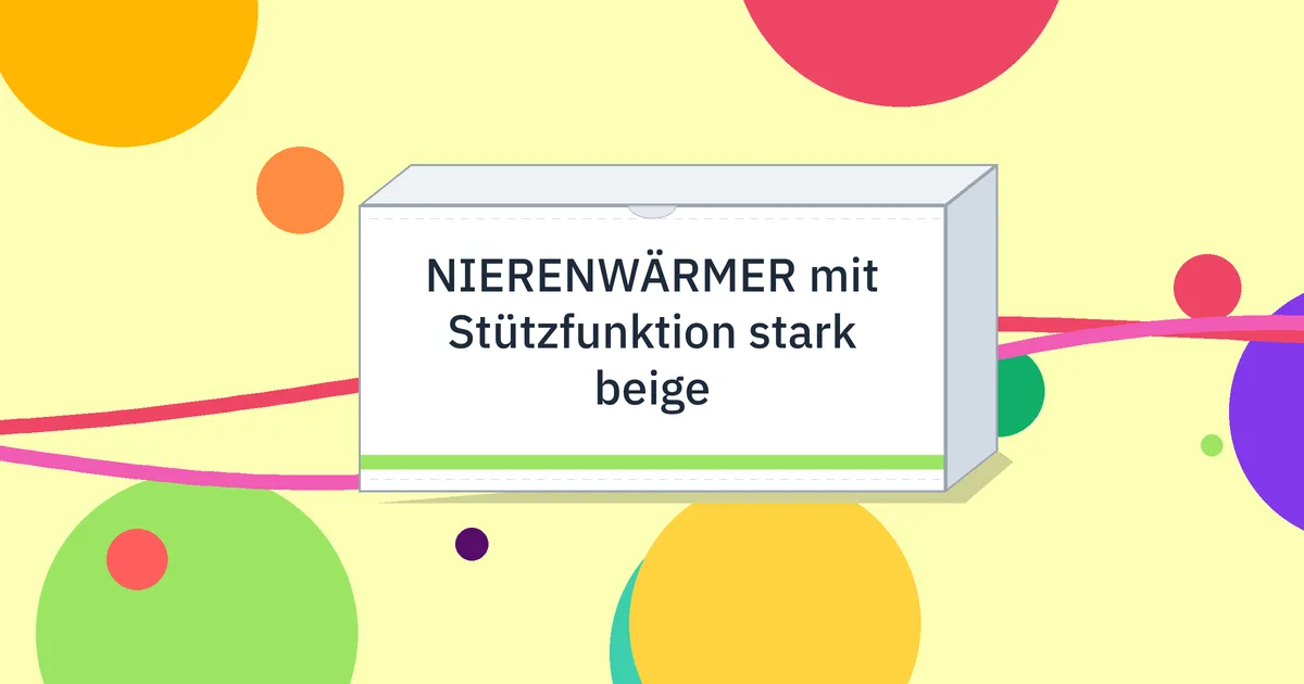 Symbolbild: Packung mit der Aufschrift NIERENWÄRMER mit Stützfunktion stark beige (PZN 18447718) – Verfügbarkeit und Bezug in Apotheken in Frankfurt am Main